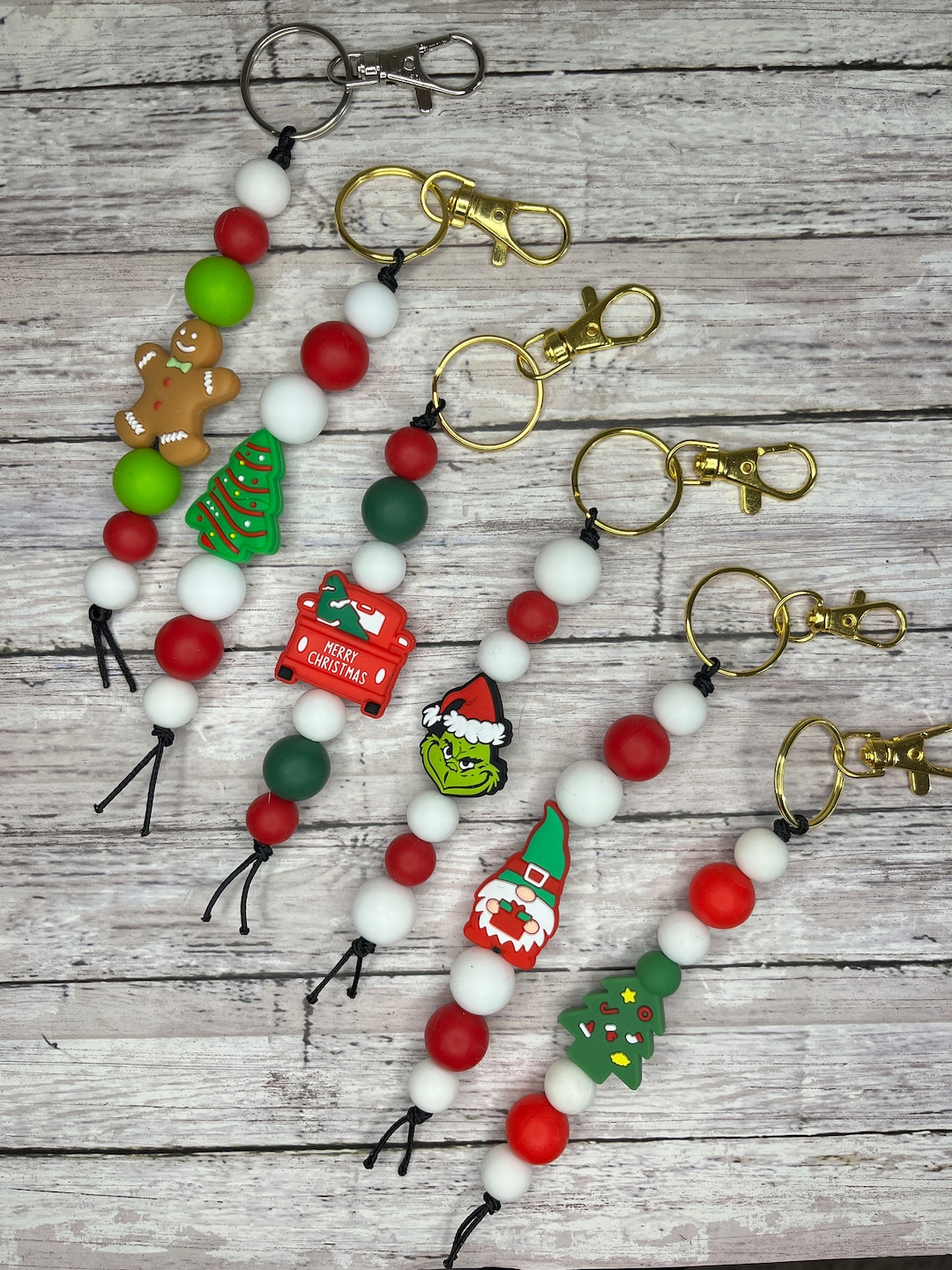 Christmas Keychain - Gingerbread Man Keychain - Christmas Tree Keychain ...
