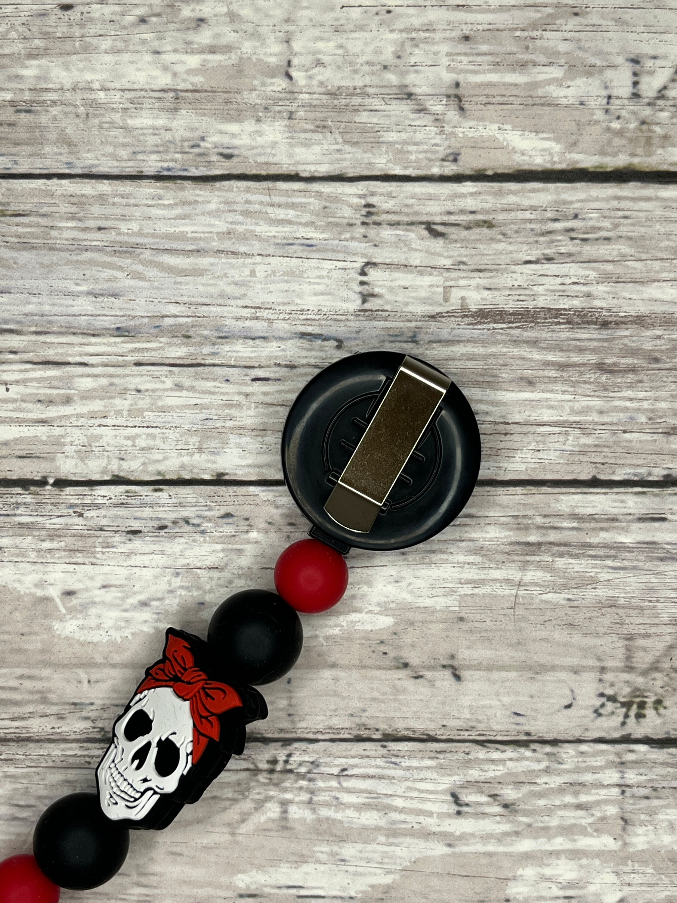 Skull Badge Reel Skull and Bandana Badge Reel Girl Skull Skull and Red ...