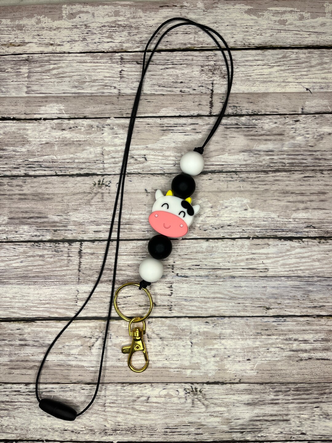 Black and White Cow Lanyard Happy Cow Lanyard Farm Animal Lanyard ...