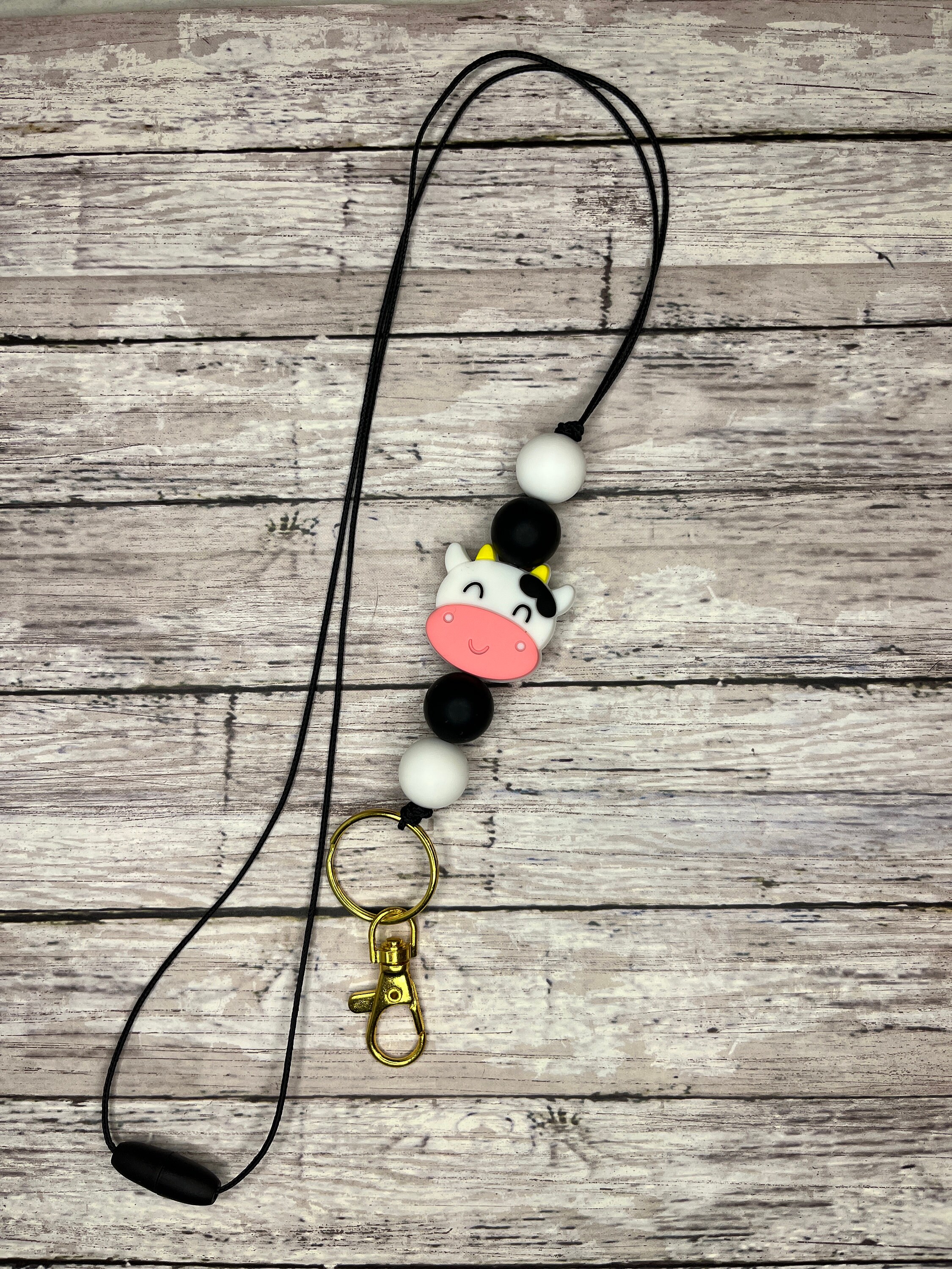 Black and White Cow Lanyard Happy Cow Lanyard Farm Animal - Etsy