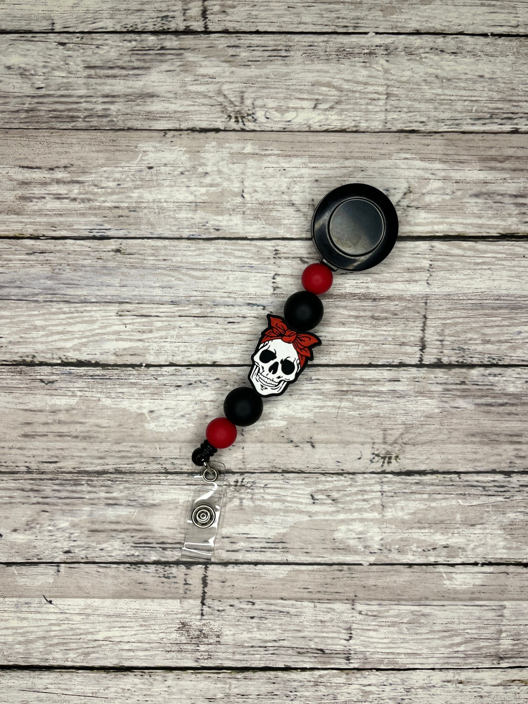 Skull Badge Reel Skull and Bandana Badge Reel Girl Skull Skull and Red ...