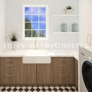 Custom Laundry Room Interior Design, Laundry 3D Render Realistic ...