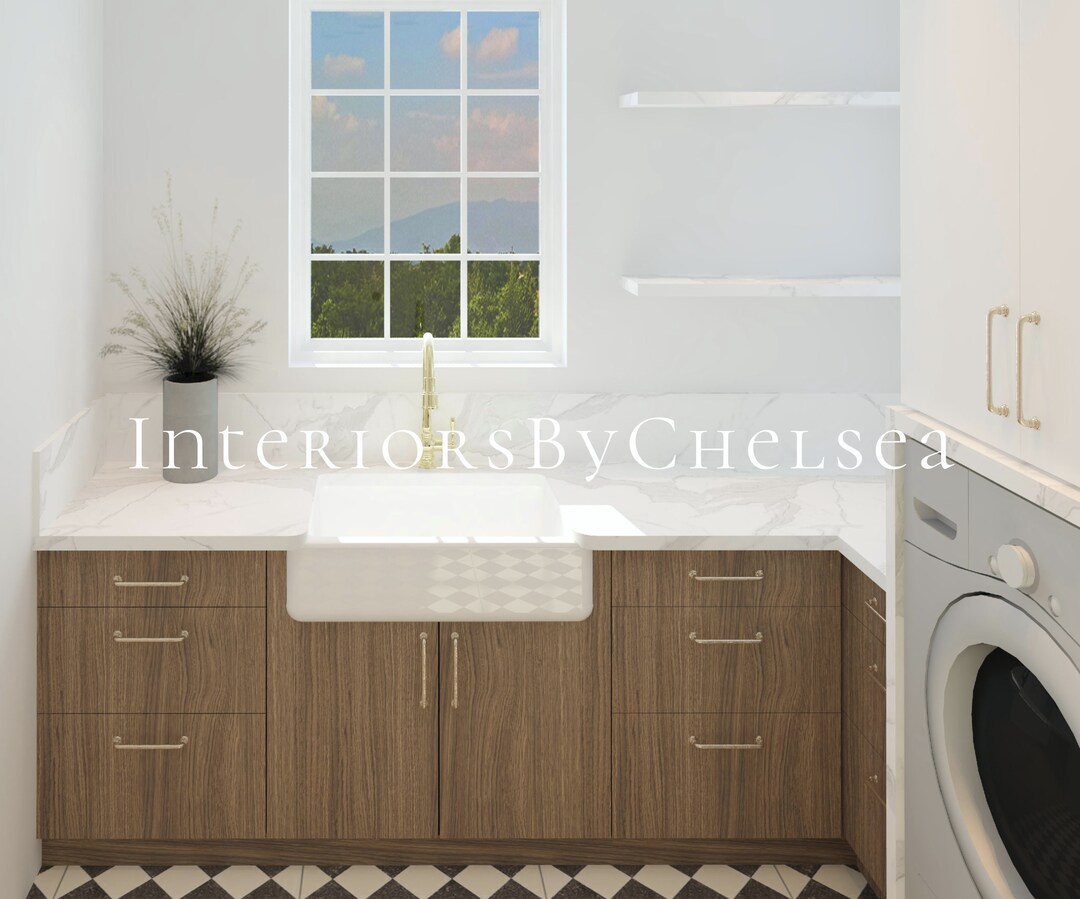Custom Laundry Room Interior Design, Laundry 3D Render Realistic ...