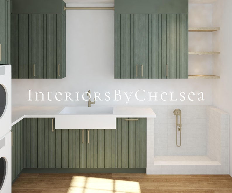 Custom Laundry Room Interior Design, Laundry 3D Render Realistic ...