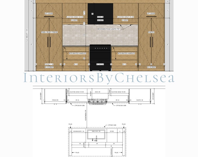 Kitchen Cabinet Layout Draft, 2D Custom Kitchen Design, Cabinet Layout ...
