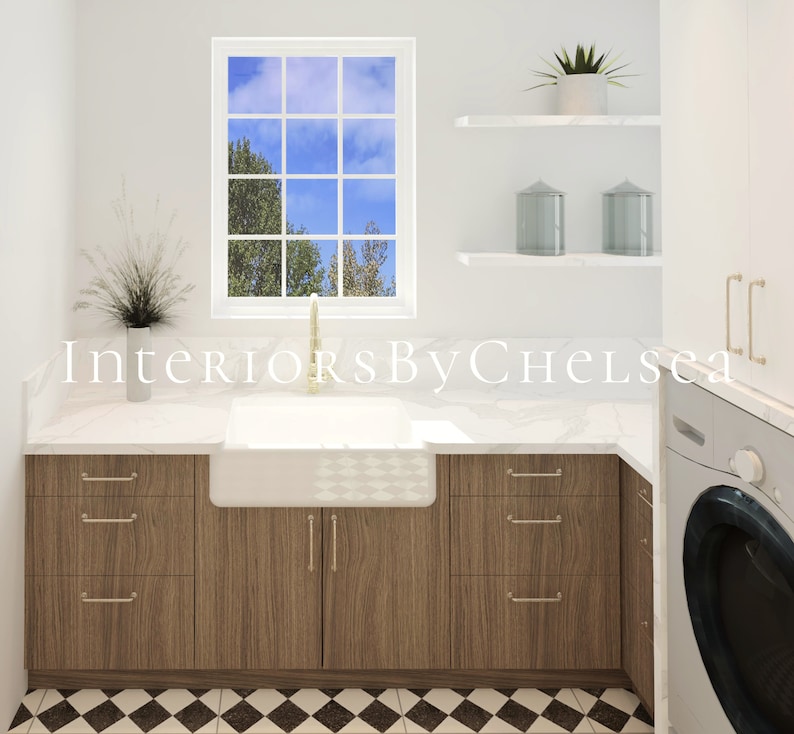 Custom Laundry Room Interior Design, Laundry 3D Render Realistic ...