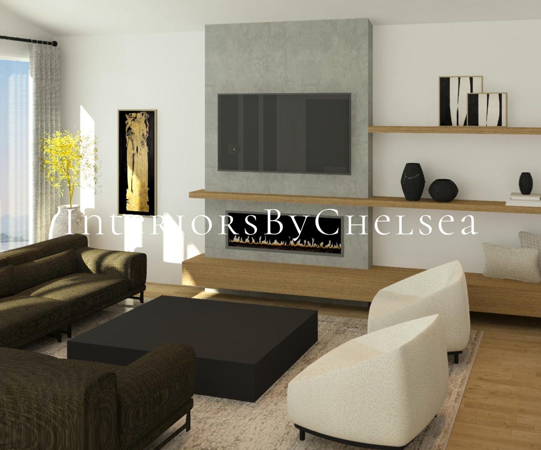 Custom Living Room 3D Interior Design, Living Room Makeover, Virtual ...