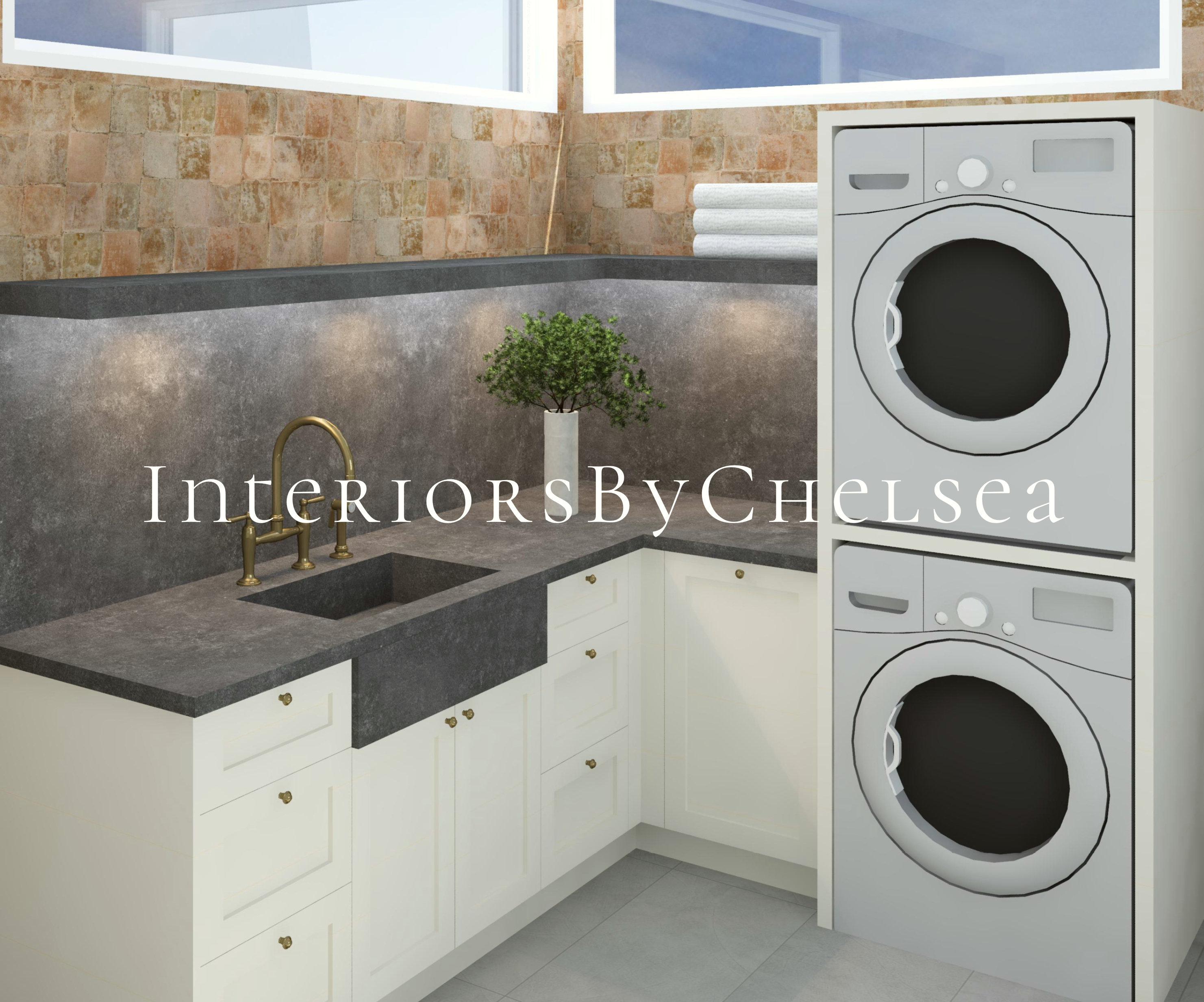 Custom Laundry Room Interior Design, Laundry 3D Render Realistic ...