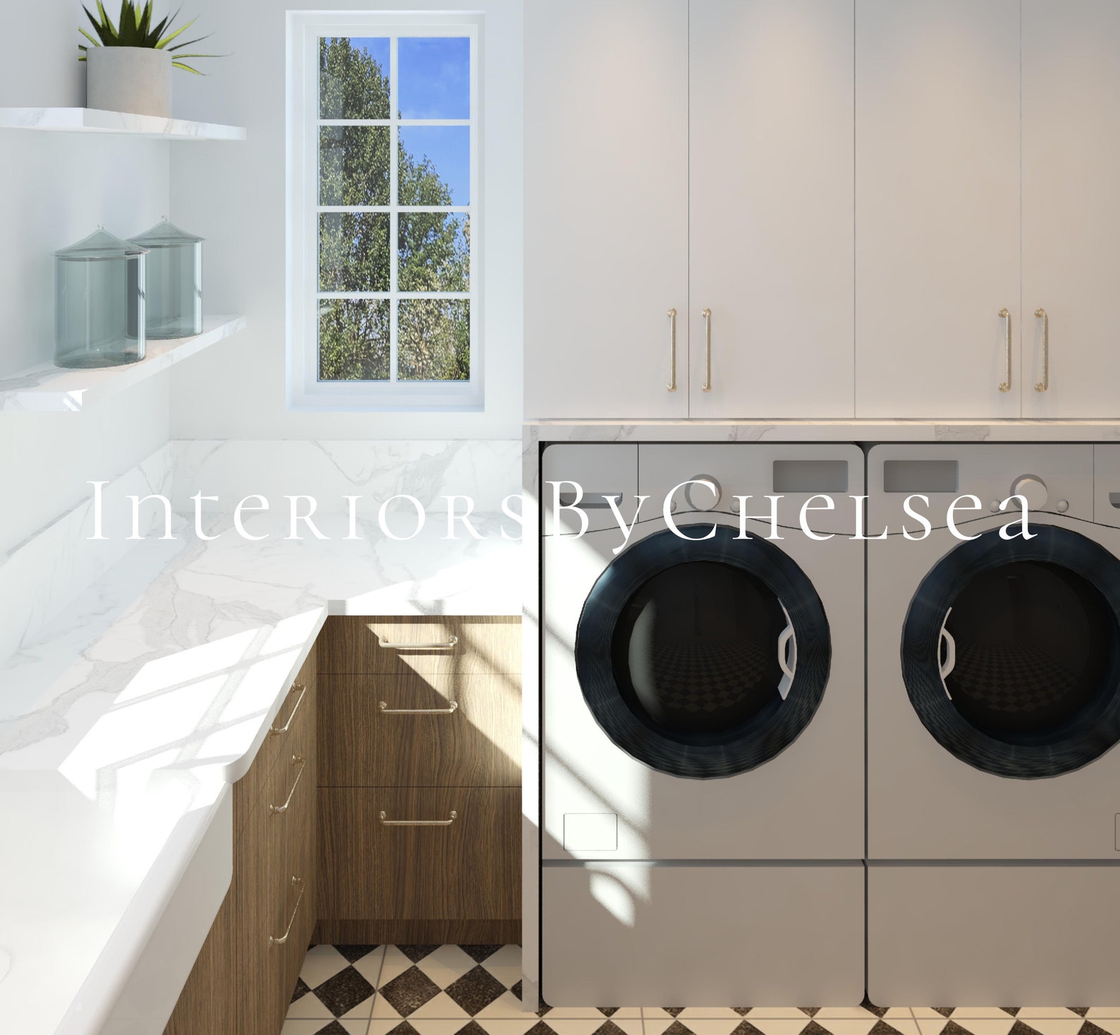 Custom Laundry Room Interior Design, Laundry 3D Render Realistic ...