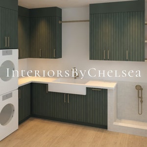 Custom Laundry Room Interior Design, Laundry 3D Render Realistic ...