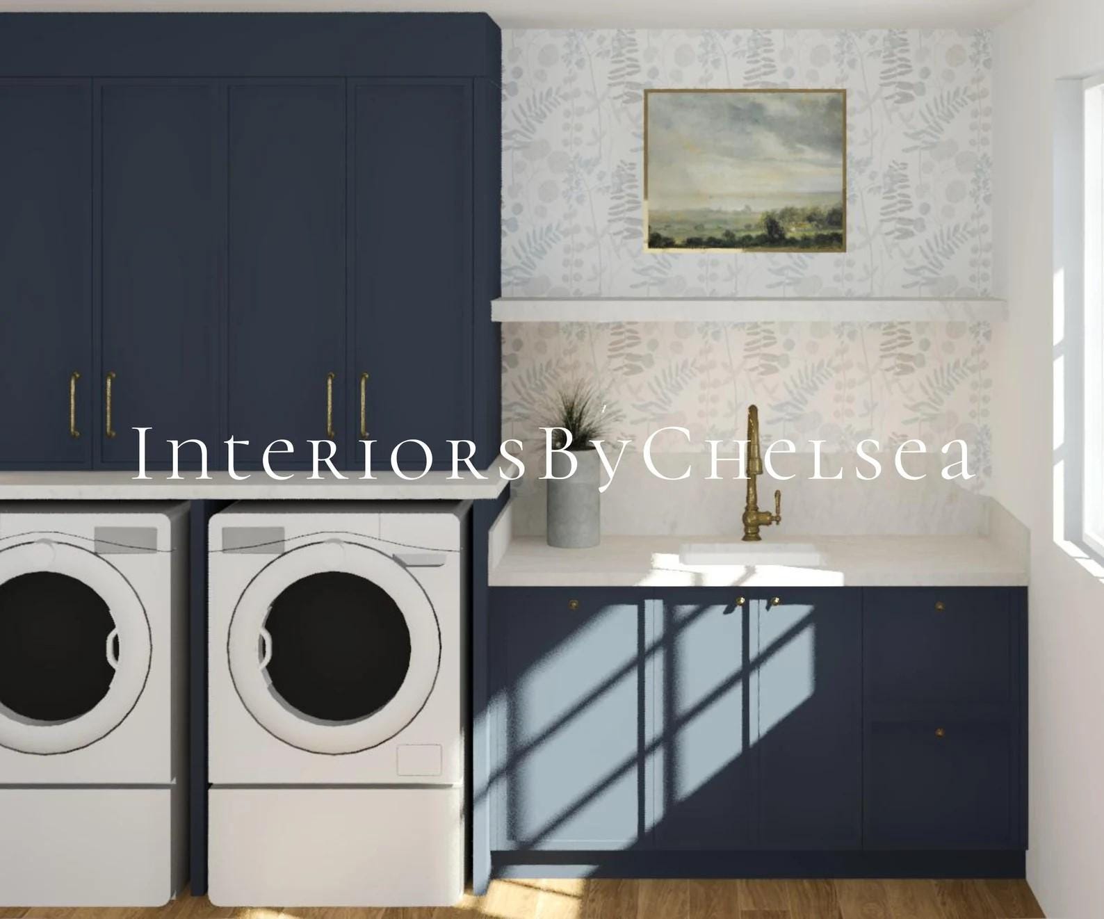 Custom Laundry Room Interior Design, Laundry 3D Render Realistic ...