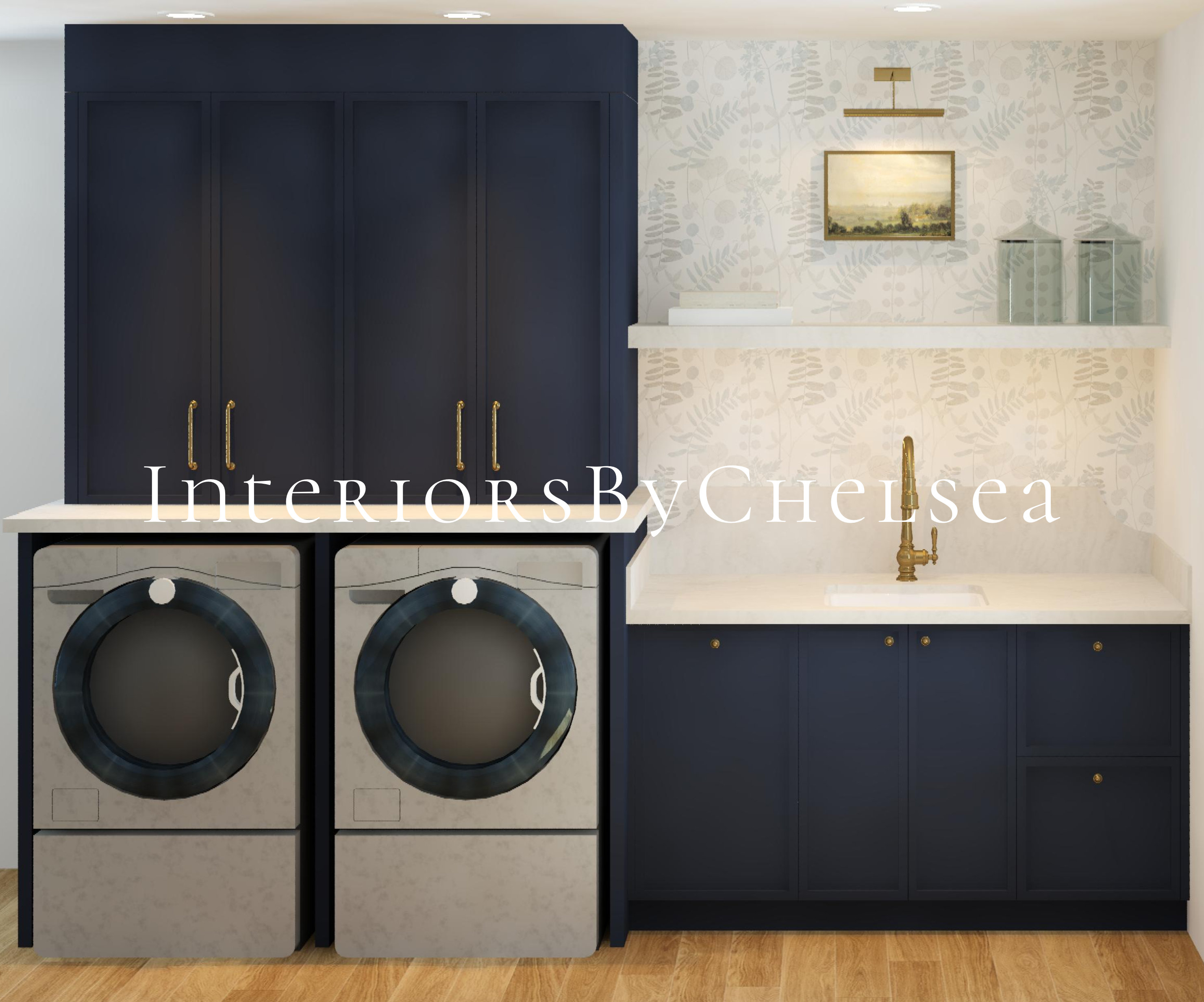 Custom Laundry Room Interior Design, Laundry 3D Render Realistic ...