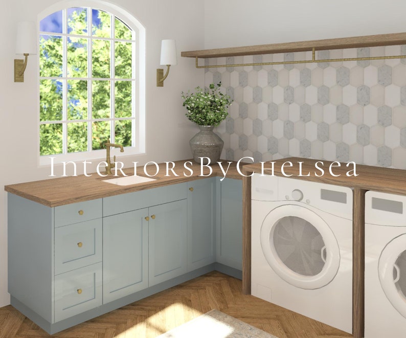 Custom Laundry Room Interior Design, Laundry 3D Render Realistic ...
