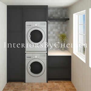 Custom Laundry Room Interior Design, Laundry 3D Render Realistic ...