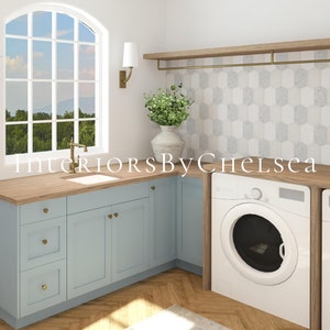 Custom Laundry Room Interior Design, Laundry 3D Render Realistic ...
