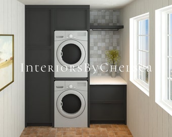 Custom Laundry Room Interior Design, Laundry 3D Render Realistic ...