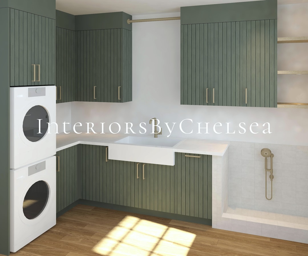 Custom Laundry Room Interior Design, Laundry 3D Render Realistic ...