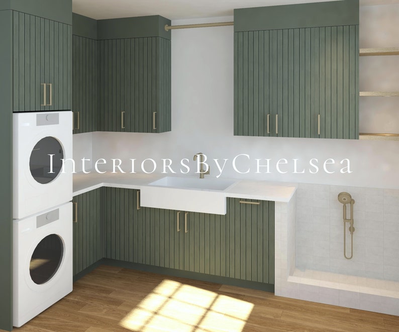Custom Laundry Room Interior Design, Laundry 3D Render Realistic ...