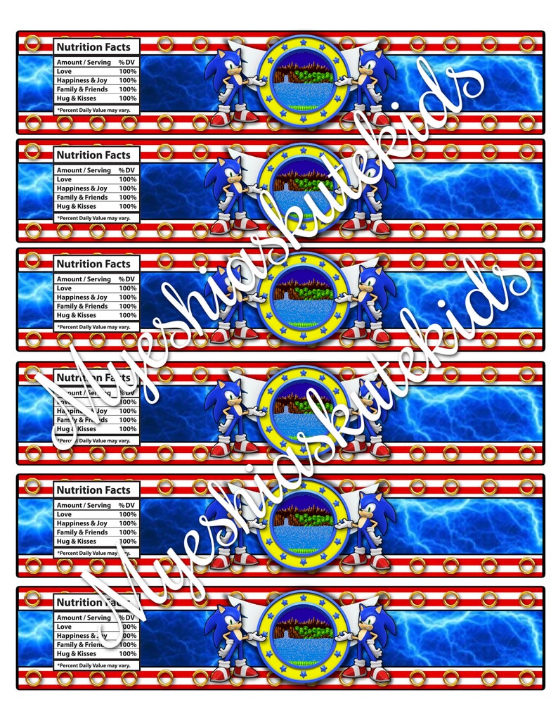 Sonic Personalized Water Bottle Wrapper Digital File - Etsy