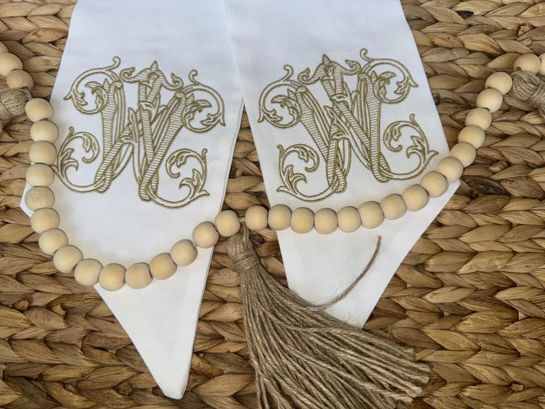 Monogram Wreath Sash: Embroidered Vintage Vine Initial - Etsy
