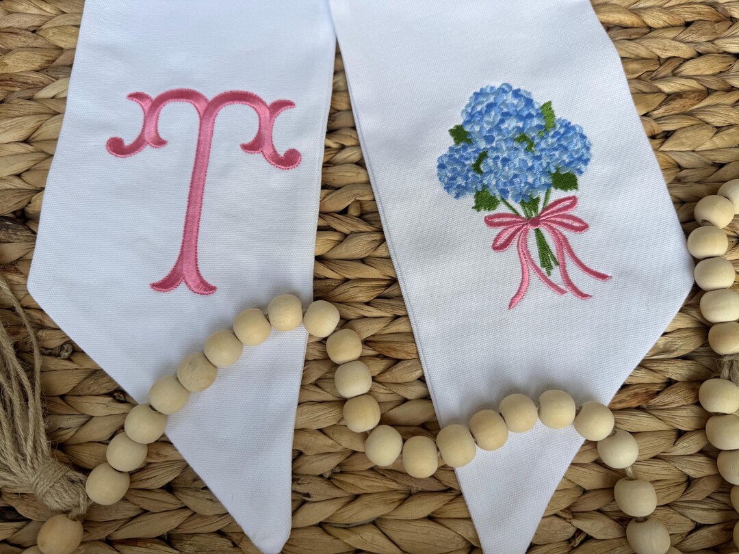 Hydrangeas Spring Summer Wreath Sash, Floral Door Sash, Personalized ...