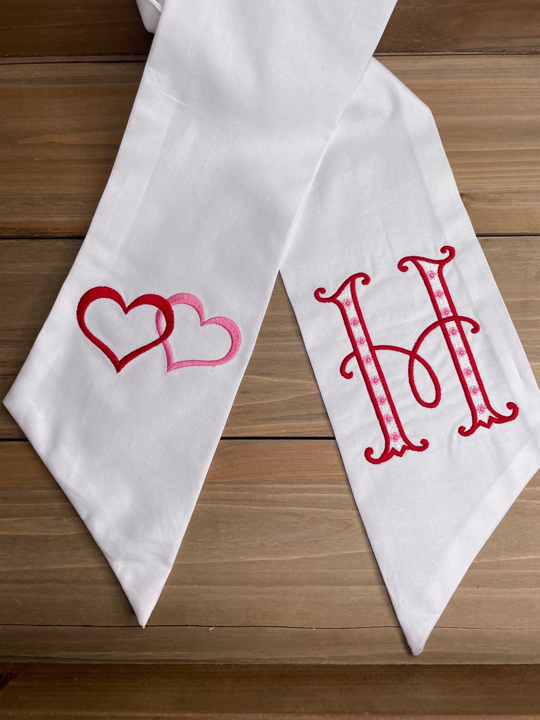 Valentine Wreath Sash, Heart Wreath Sash, Embroidered Monogrammed ...