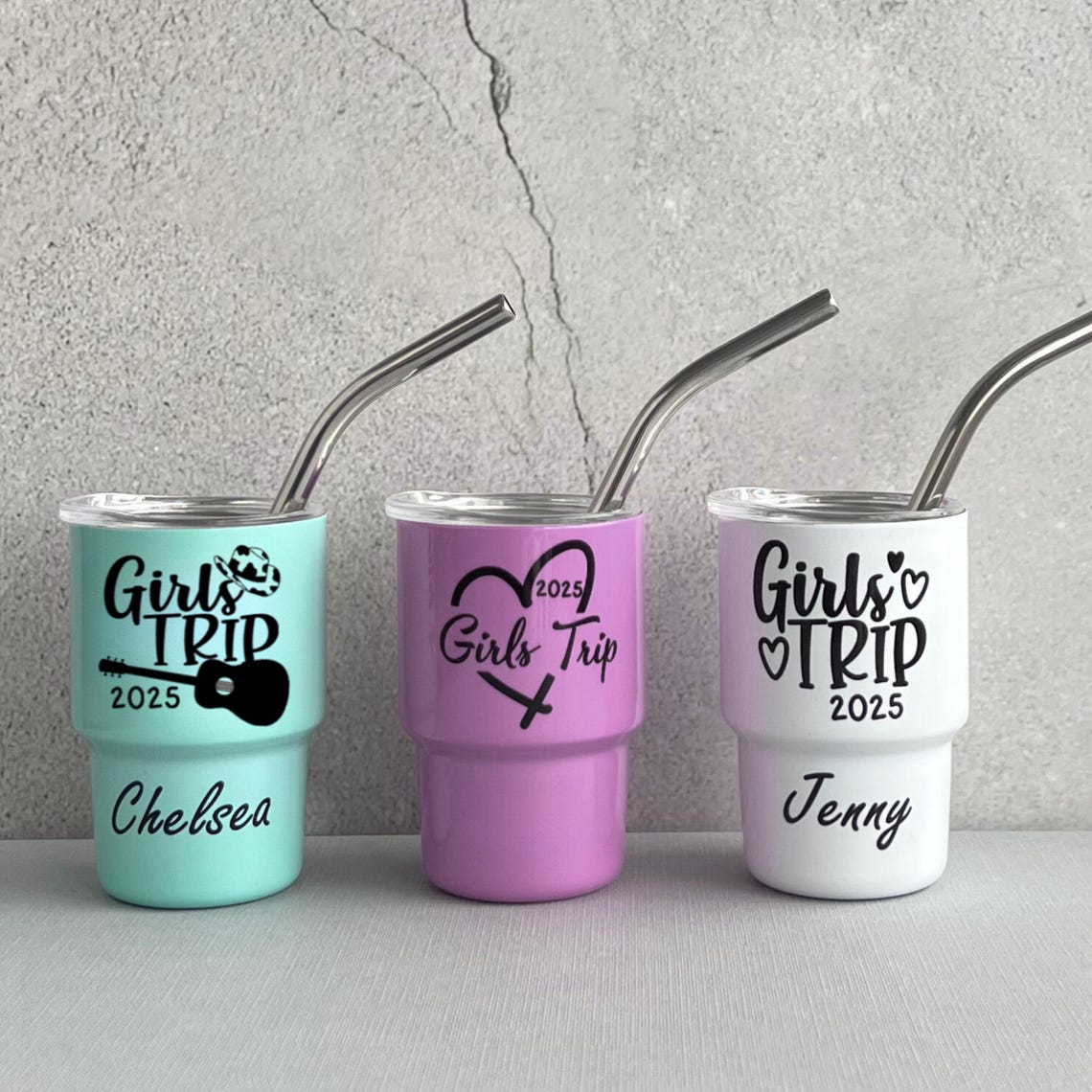Custom Girls Trip Shot Glass - Mini Tumbler With Straw and Lid ...