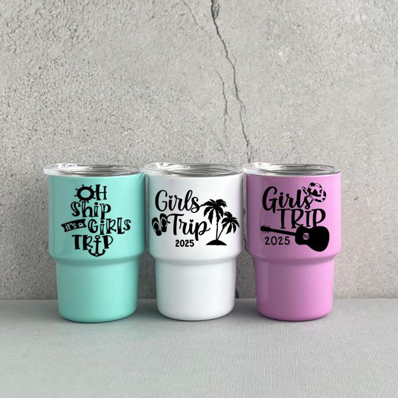 Custom Girls Trip Shot Glass Mini Tumbler With Straw and Lid Vacation ...