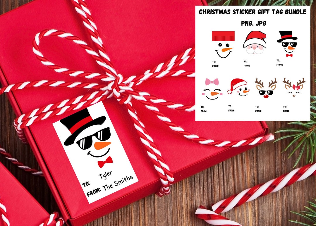 Christmas Gift Tag Sticker Bundle PNG, JPG Instant Download, Ready to ...