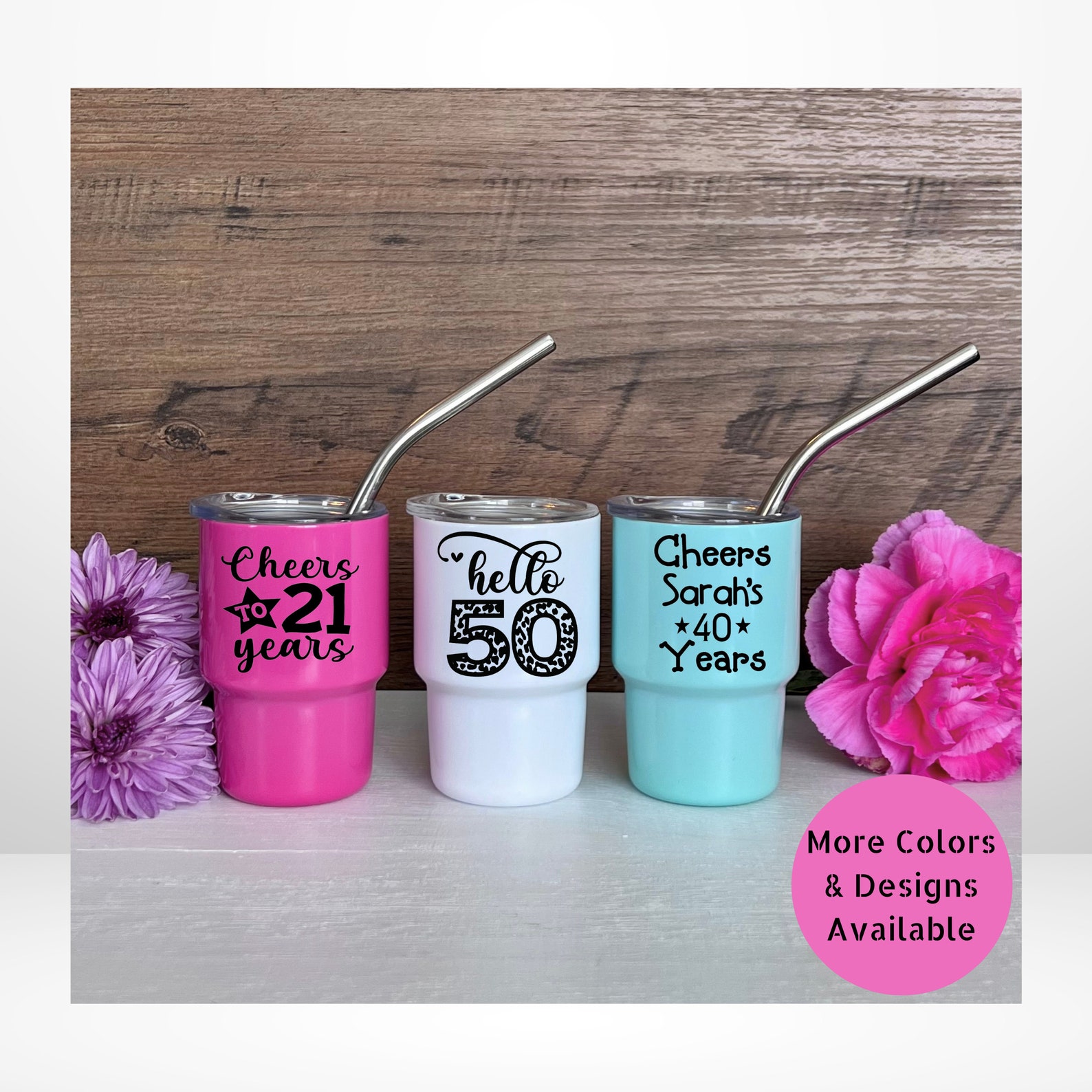 Custom Birthday Shot Glass Mini Tumbler Stylish Birthday Gift & Party ...