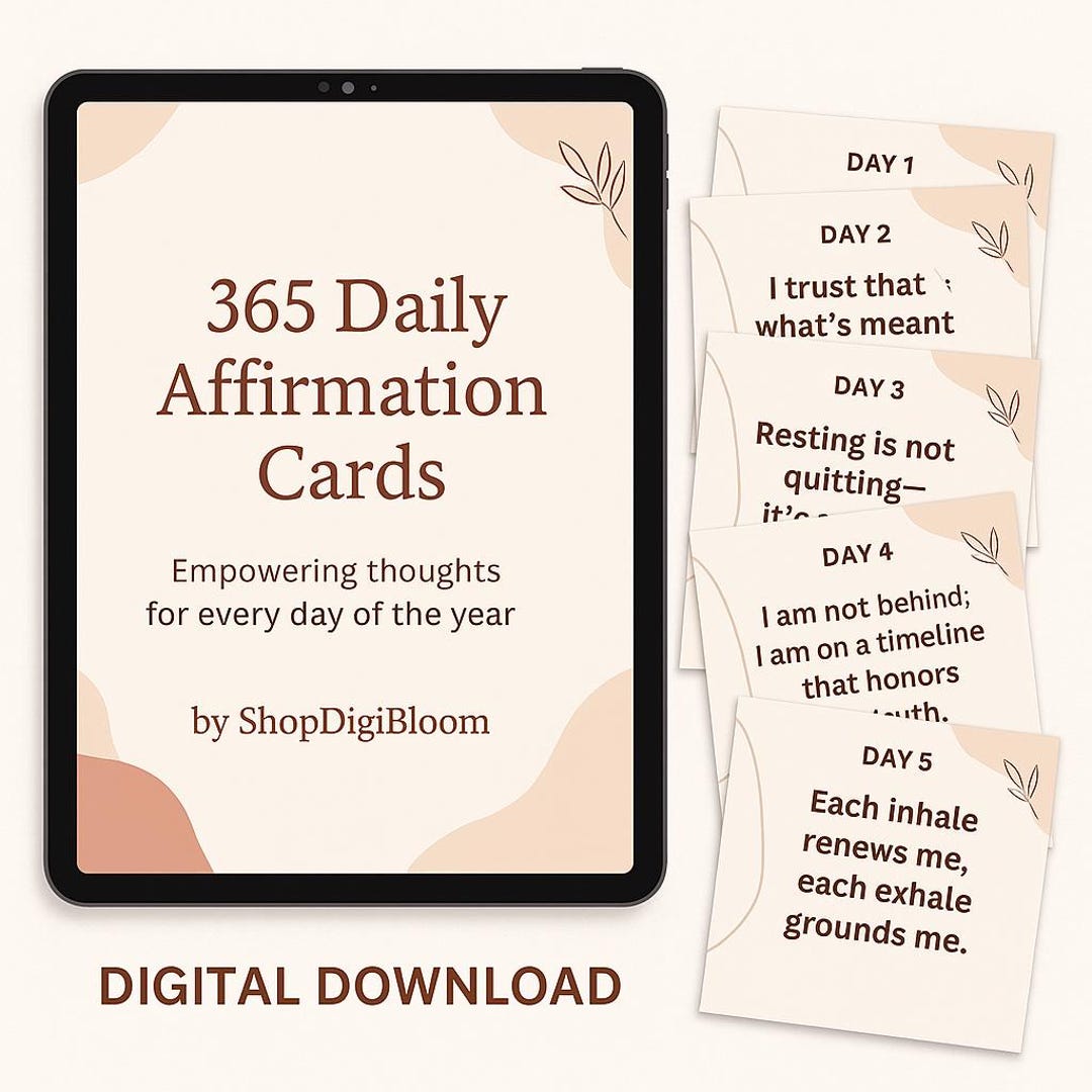 365 Daily Affirmation Cards | Printable Self-love & Mindset Deck ...