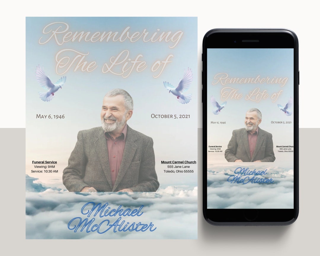 Funeral/memorial Flyer Template (editable) - Etsy