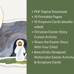 Christian Easter Activity & Scripture Cards, Kids Resurrection Story ...