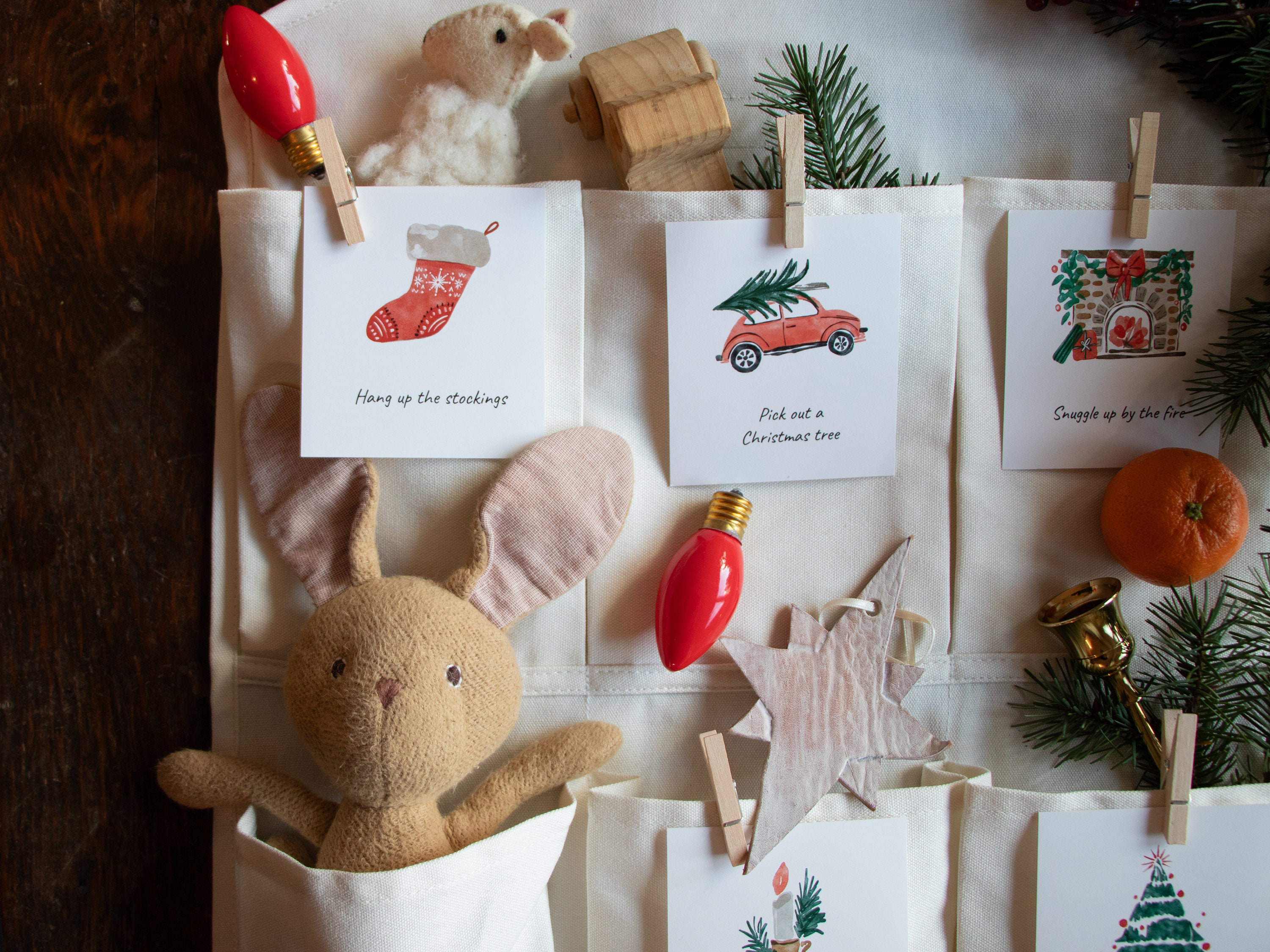 Printable Advent Calendar Cards for Canvas Wall Hanging, Kid Christmas ...