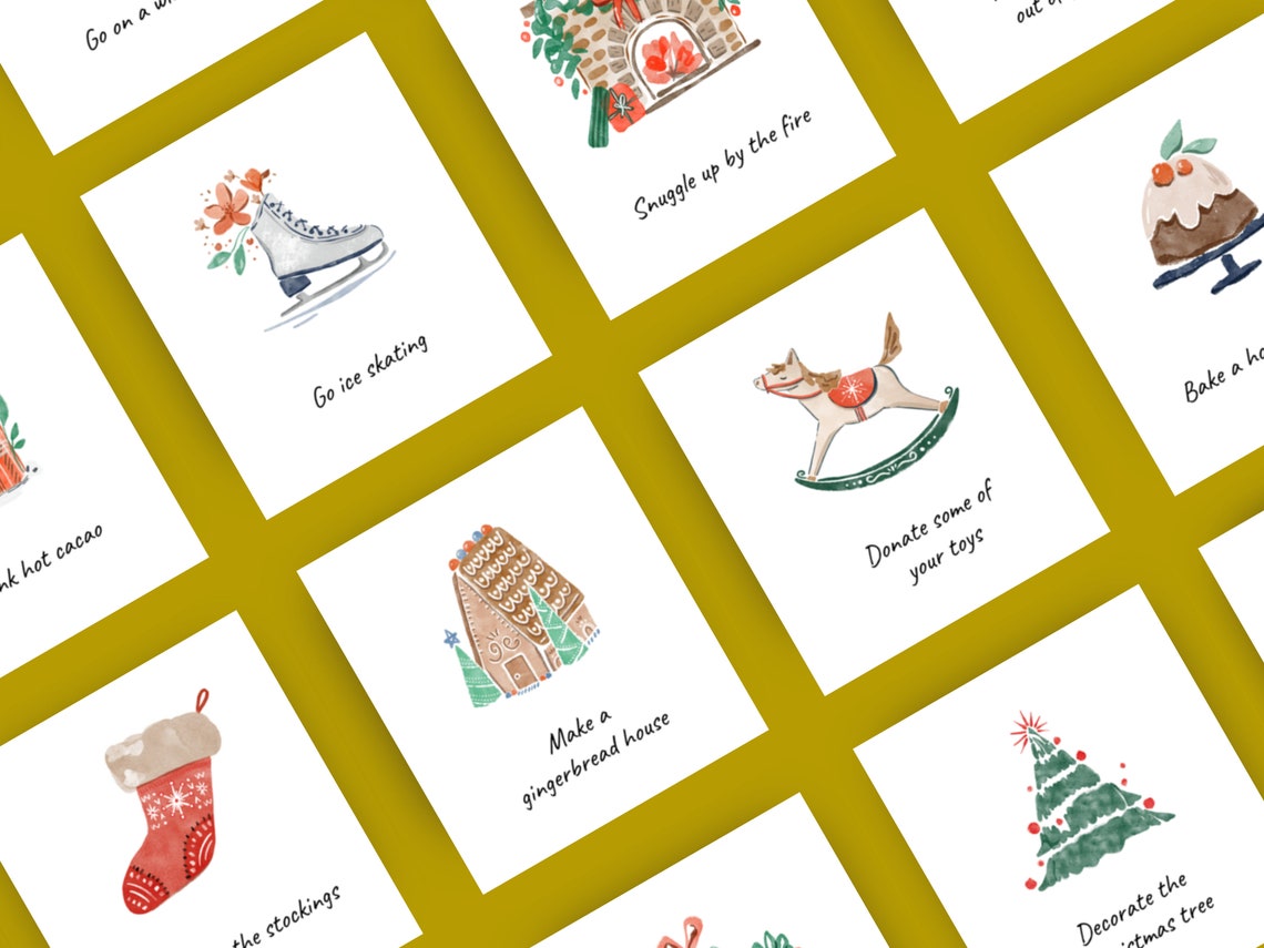Printable Advent Calendar Cards for Canvas Wall Hanging, Kid Christmas ...