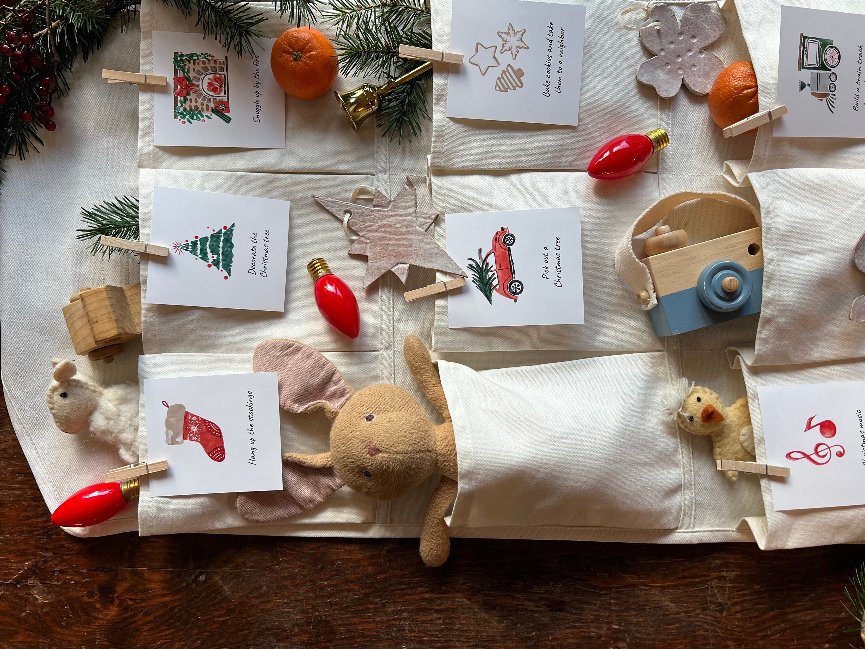 Printable Advent Calendar Cards for Canvas Wall Hanging, Kid Christmas ...