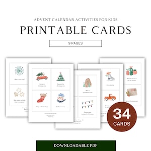 Printable Advent Calendar Cards for Canvas Wall Hanging, Kid Christmas ...