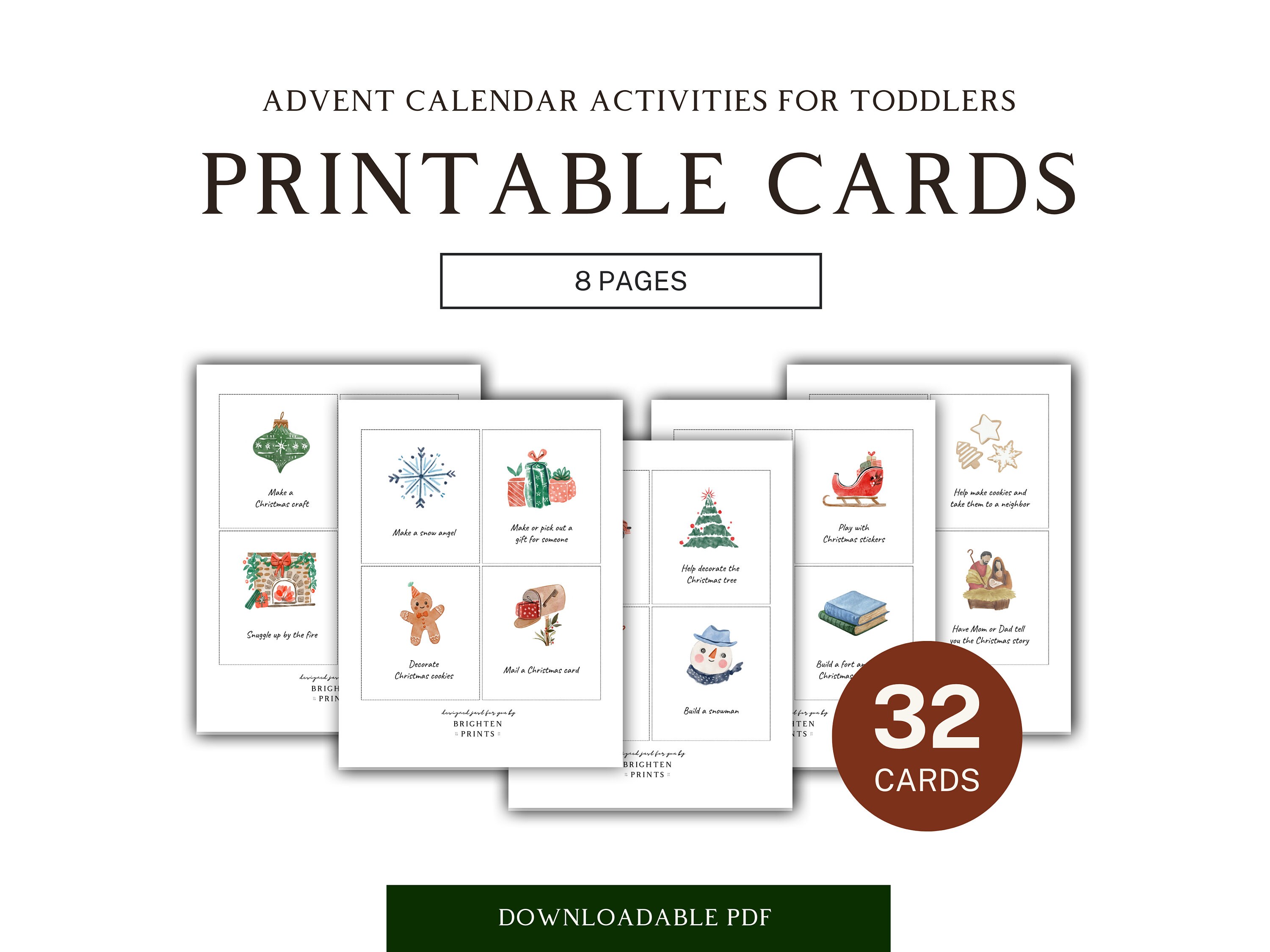 32 Printable Advent Activity Cards for Toddlers, Christmas Advent ...