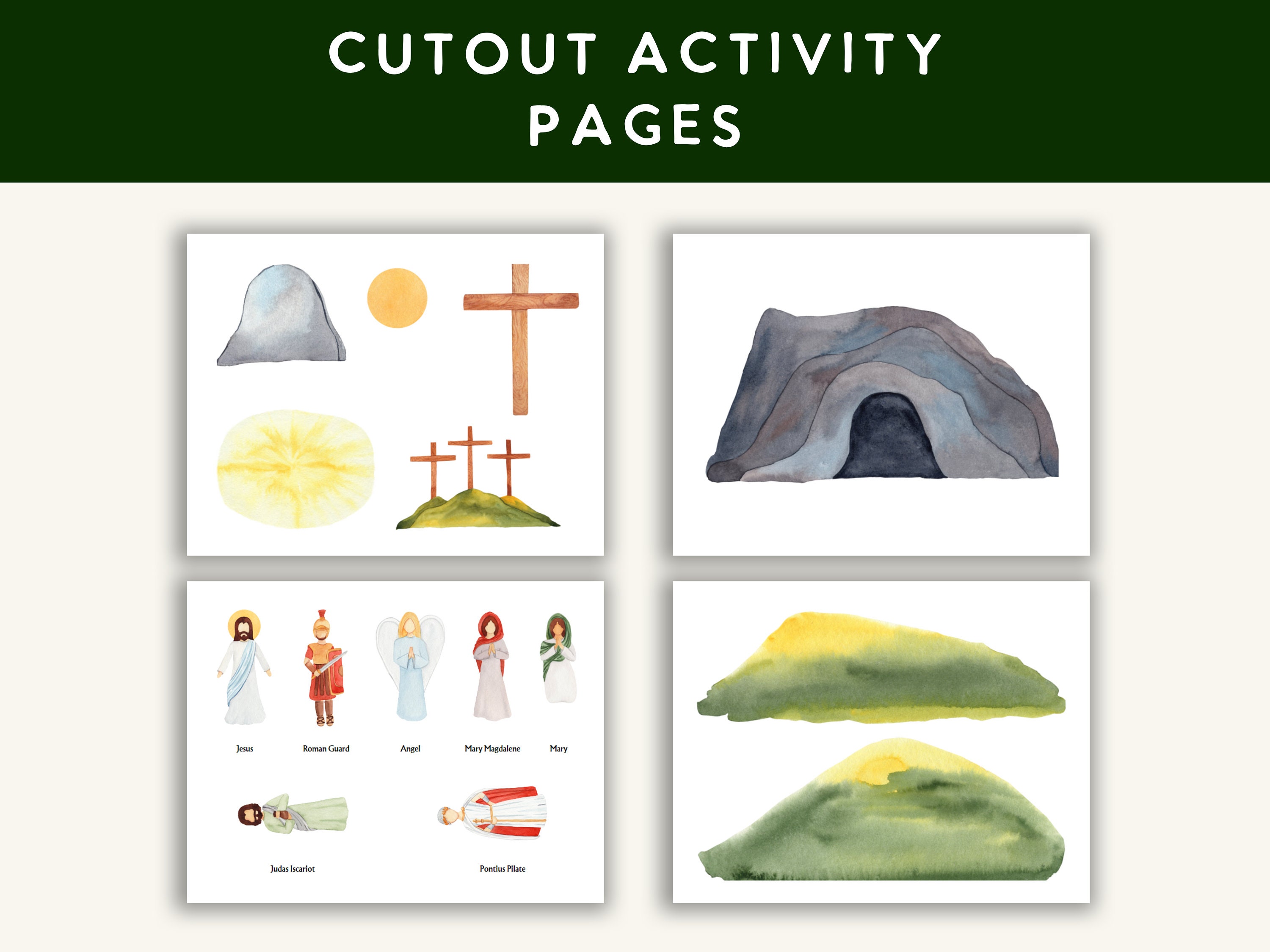 Christian Easter Activity & Scripture Cards, Kids Resurrection Story ...