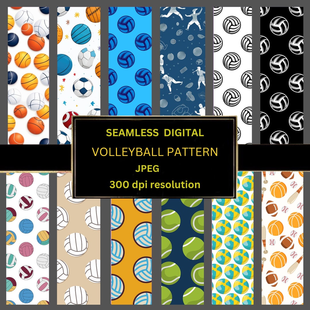 12 Volleyball Seamless Patterns Digital Download Elegant Design Instant ...