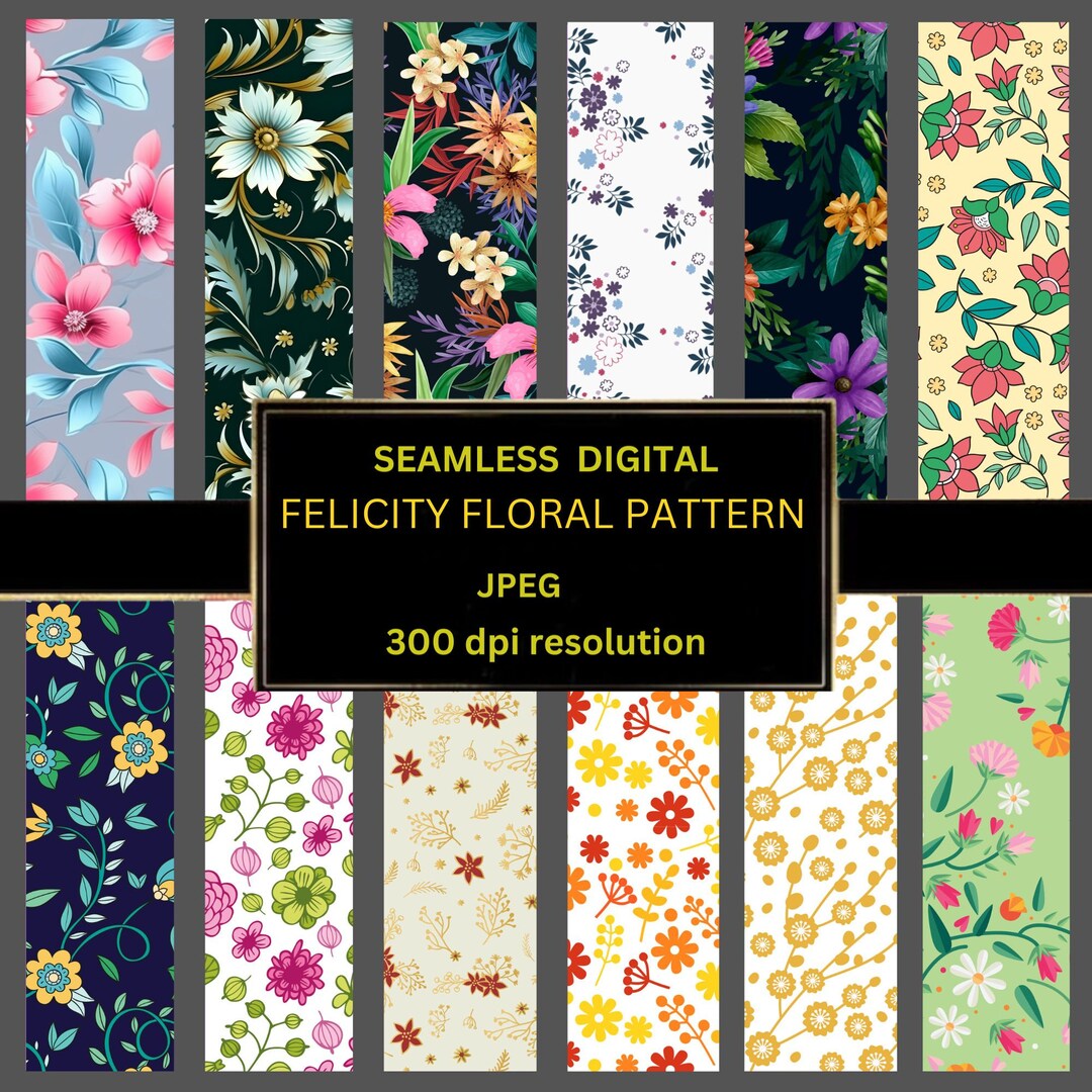 12 Felicity Floral Seamless Patterns Digital Download - Etsy
