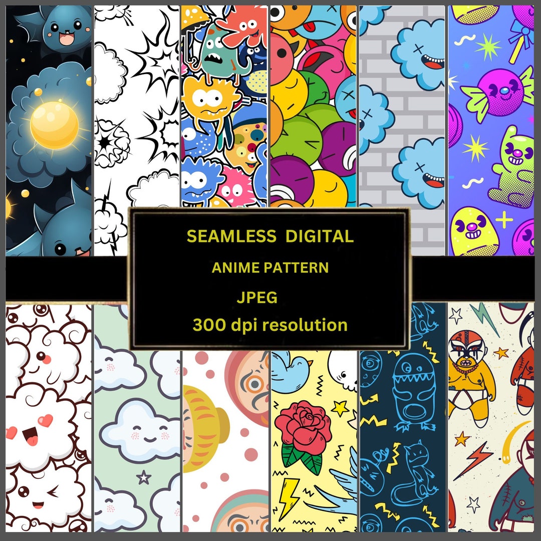 12 Anime Seamless Patterns Digital Download Elegant Design - Etsy
