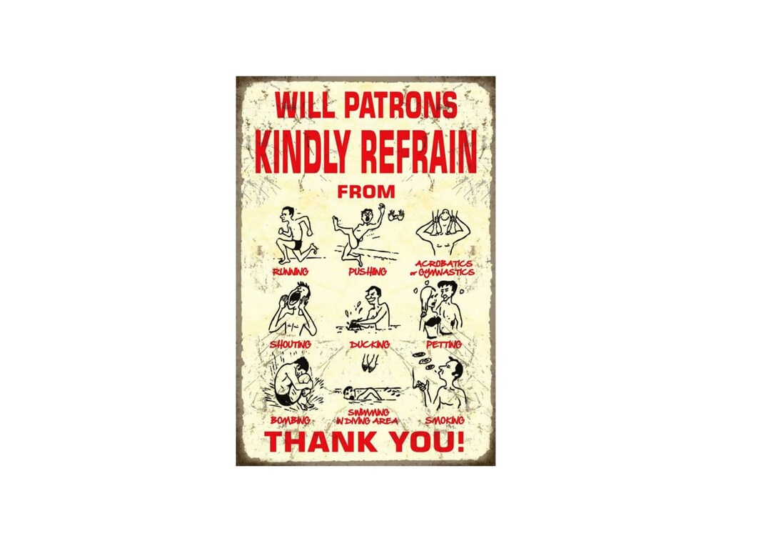Metal Wall Sign,will Patrons,swimming,vintage,garage,house Sign,funny ...