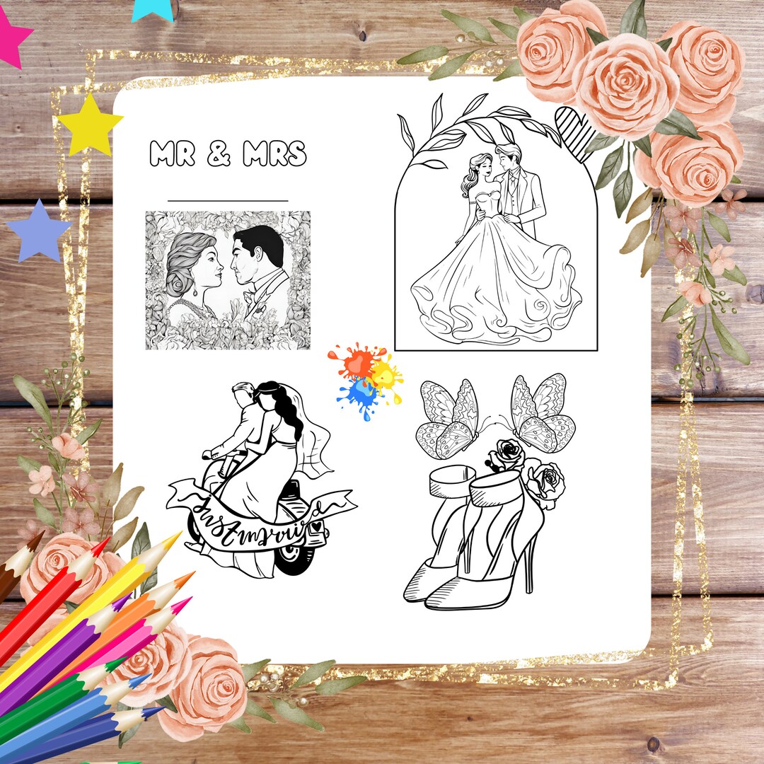 Charming Mr. & Mrs. Designs Adult Coloring Pages for Stress Relief - Etsy