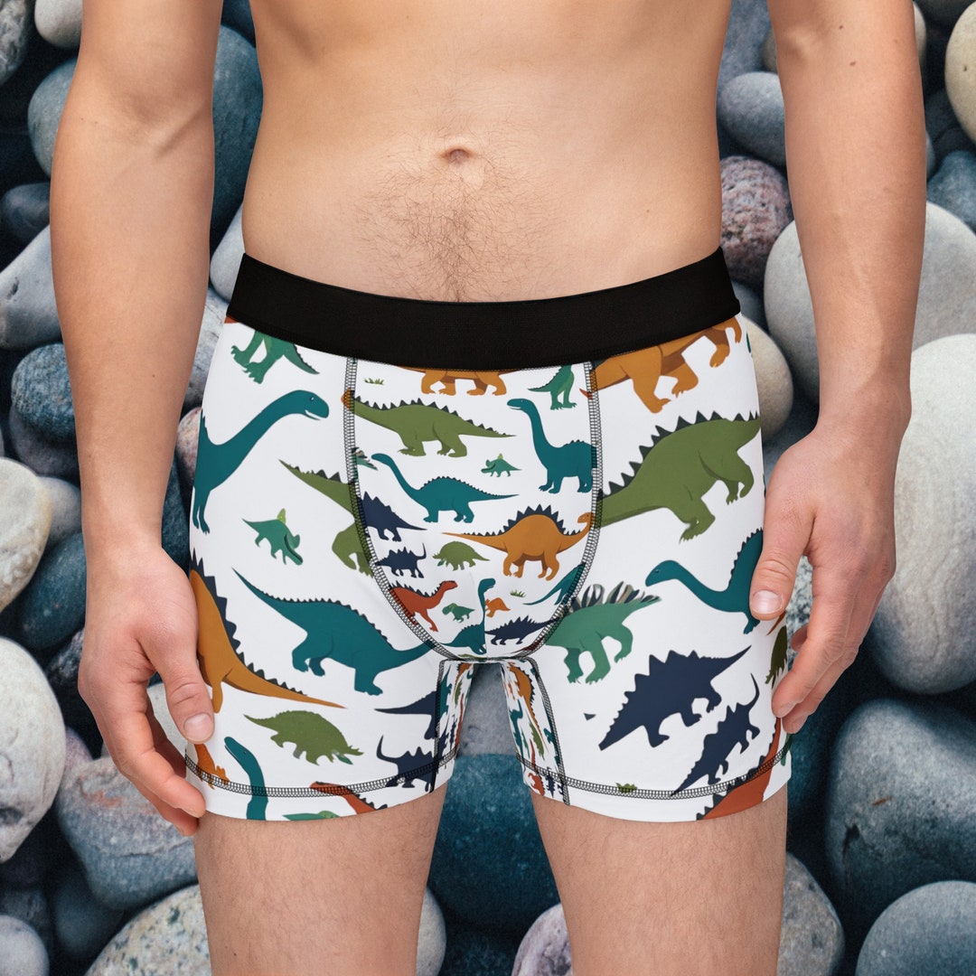 Cool and Comfy: Men's Boxers With Dinosaur Designs, Dinosaur Pattern ...