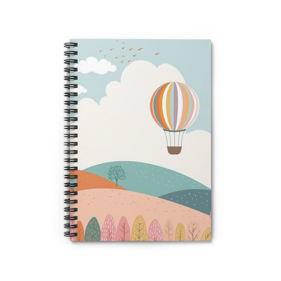 Whimsical Hot Air Balloon Spiral Notebook, Cute Journal for Creativity ...