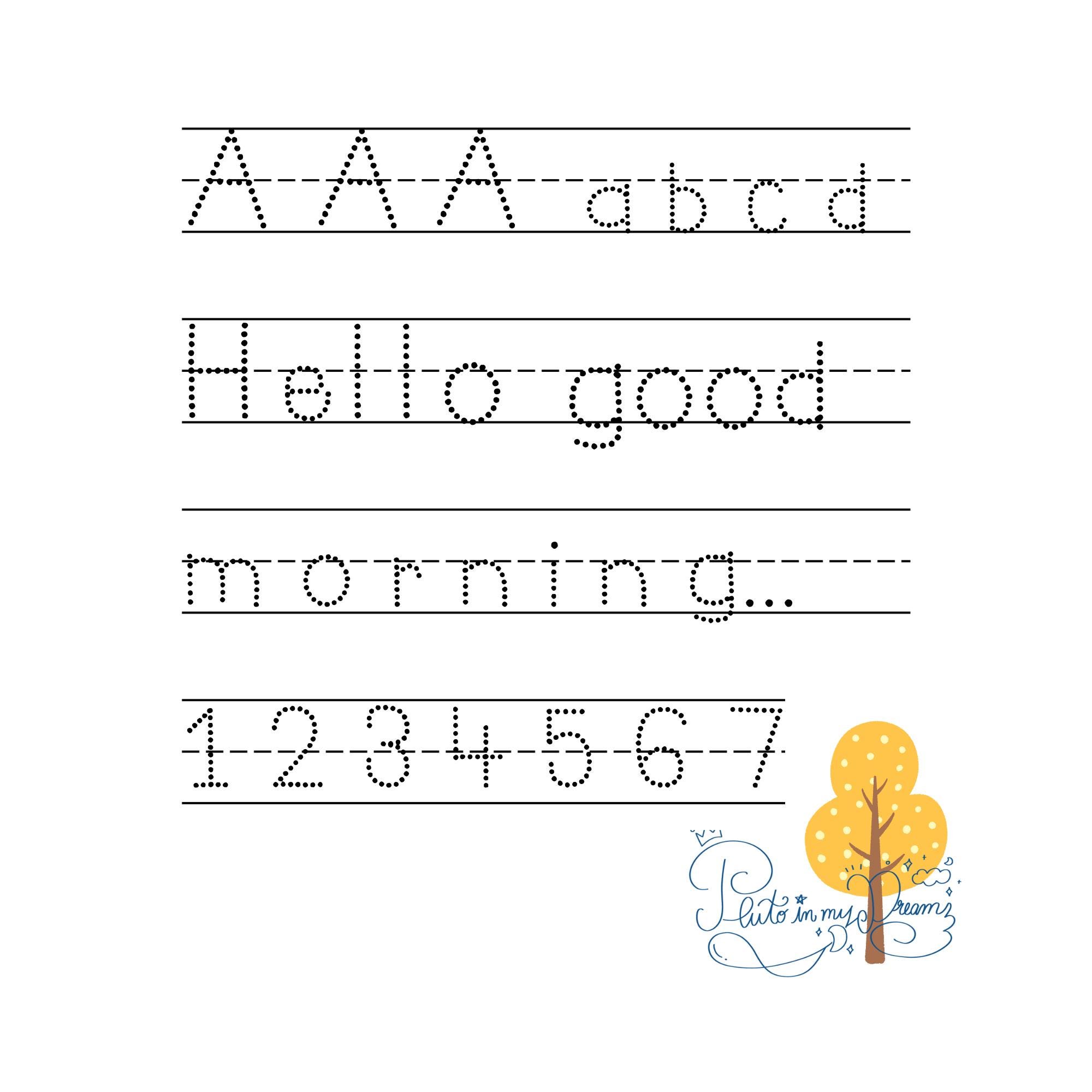 Handwriting Tracing Font for Kids – Dotted Preschool Writing Practice ...