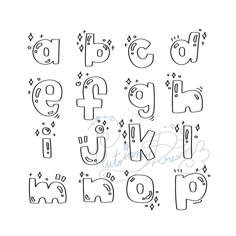 Set of Alphabet and Number Cute Clipart Outline for Kids Coloring Page ...