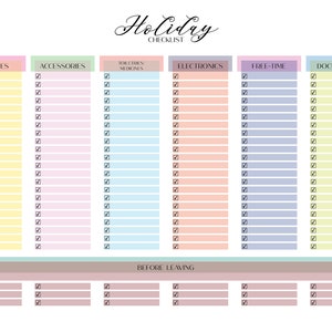 Printable Checklist, Editable Travel Checklist, Vacation Packing List ...