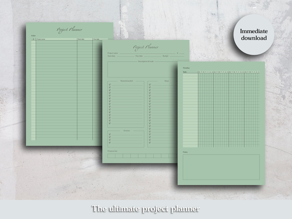 Digital Project Planner, Project Planner Printable, Project Management ...